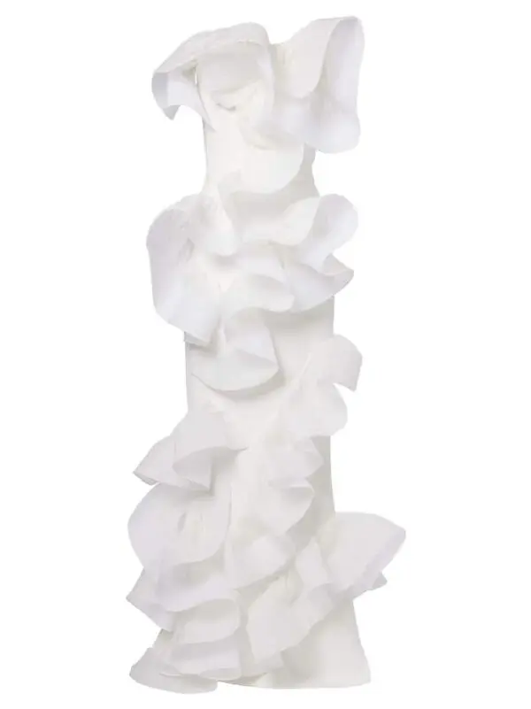 Maticevski Indulgence Ruffled Bustier Gown - White