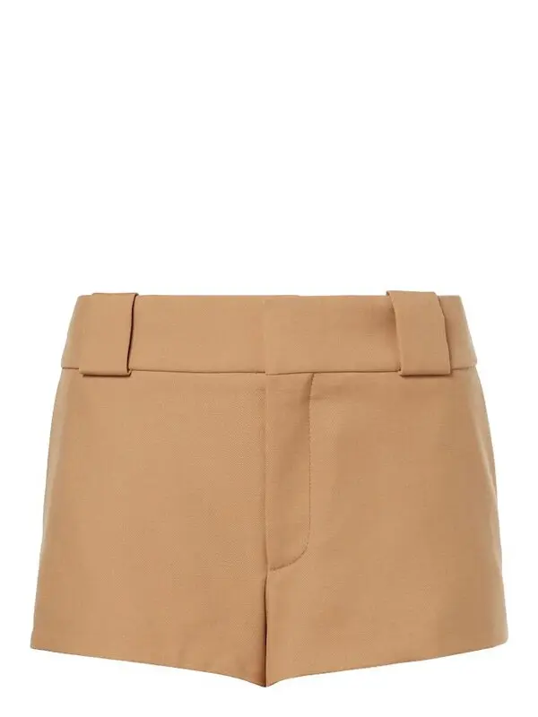 Chloé Virgin Wool Belted Shorts - Brown