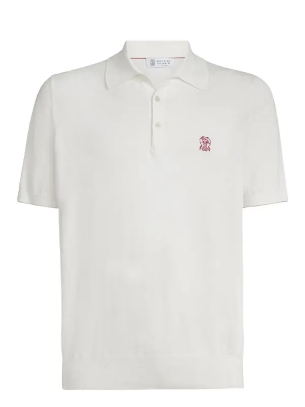 Brunello Cucinelli Logo Cotton Polo Shirt - Beige