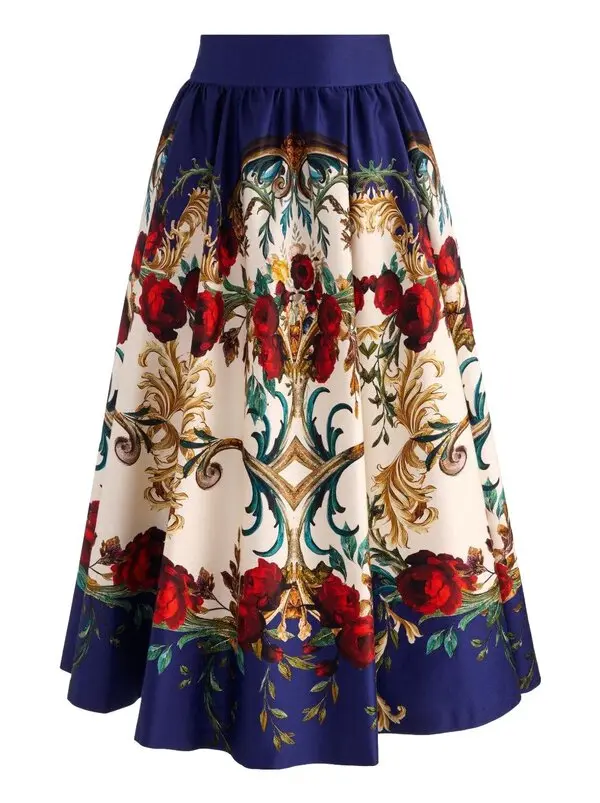 Alice + Olivia Printed Midi Skirt - Blue