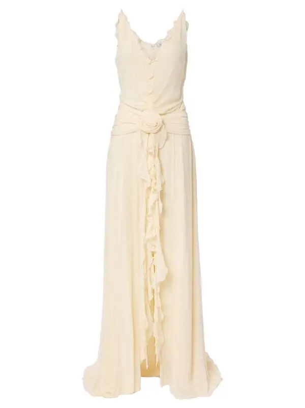 Blumarine Georgette Maxi Dress - Yellow