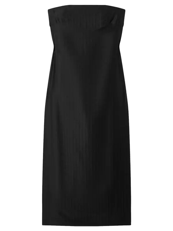 Loulou De Saison Giulia Strapless Paneled Satin Midi Dress - Black