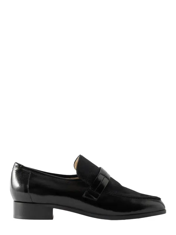 JAMIE HALLER Mod Calf Hair And Glossed-leather Loafers - Black