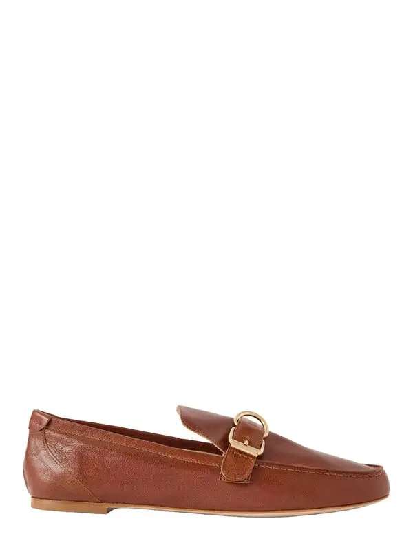 JAMIE HALLER Buckled Leather Loafers - Brown