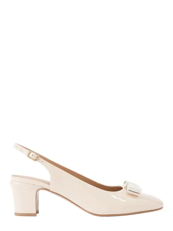 FERRAGAMO Vetty Bow-embellished Slingback Pumps - Neutrals