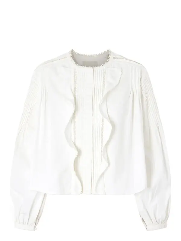 Isabel Marant Lace-trimmed Pintucked Cotton-poplin Blouse - White