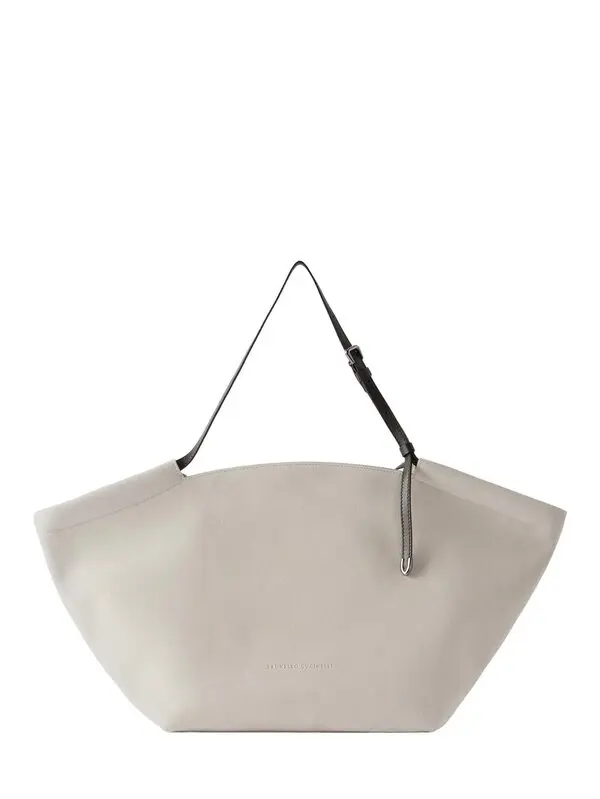 Brunello Cucinelli Leather-trimmed Suede Tote - Ivory