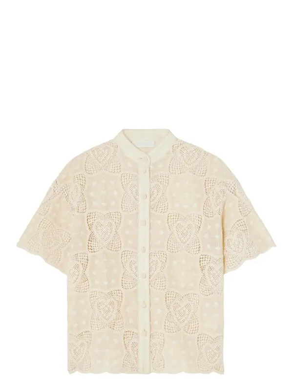 Zimmermann Wanderlust Crocheted And Embroidered Shirt - Cream