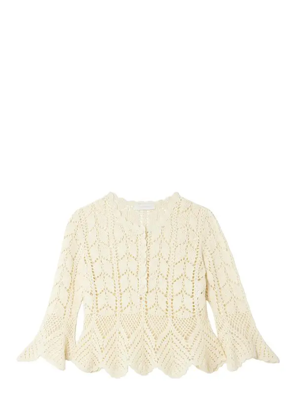 Zimmermann Awaken Scalloped Crocheted Cotton Top - Cream