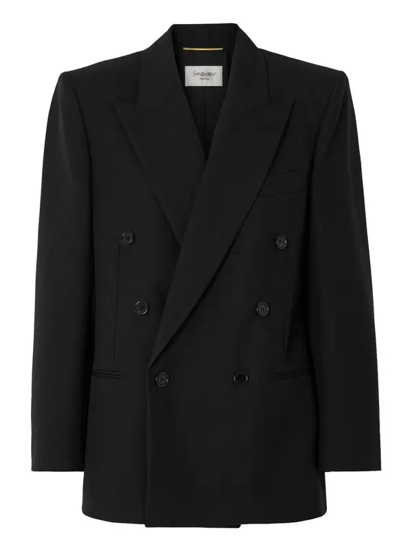 Saint Laurent Double-breasted Grain De Poudre Wool Blazer - Black