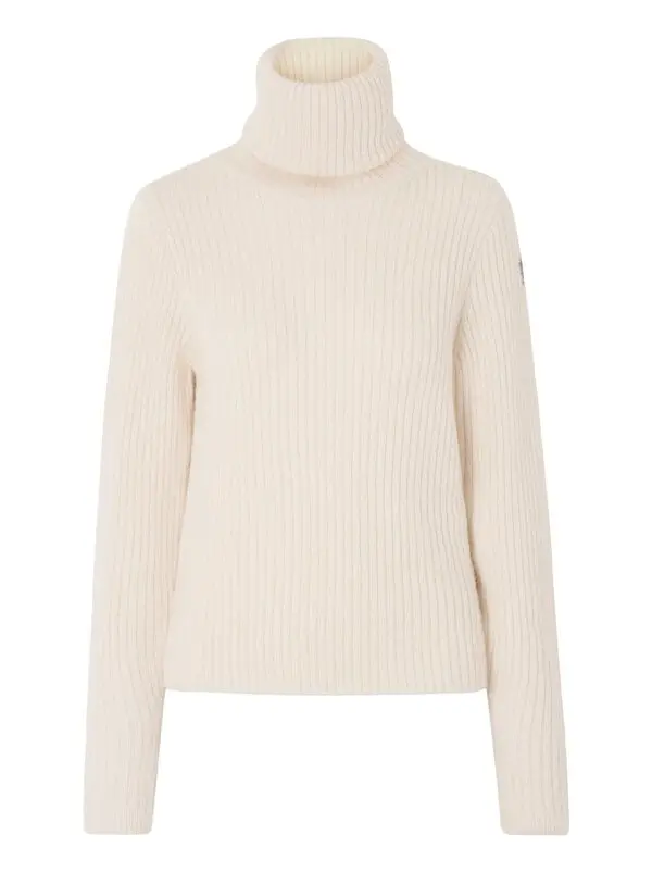 Moncler Ribbed Wool-blend Turtleneck Sweater - Cream