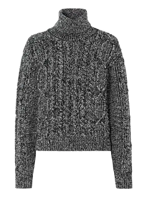 Moncler Cable-knit Wool-blend Turtleneck Sweater - Gray