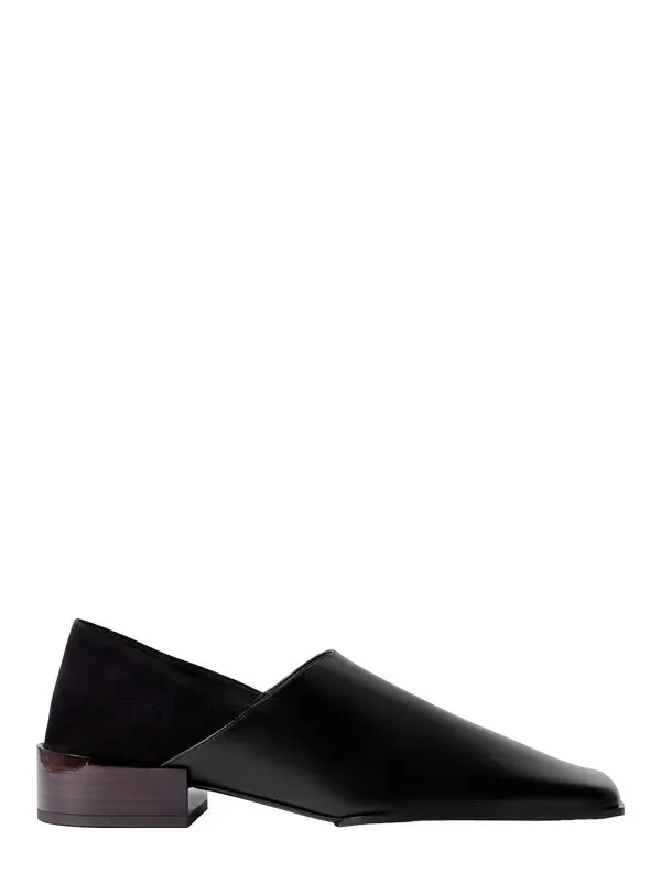 Alaïa Leather And Nubuck Loafers - Black