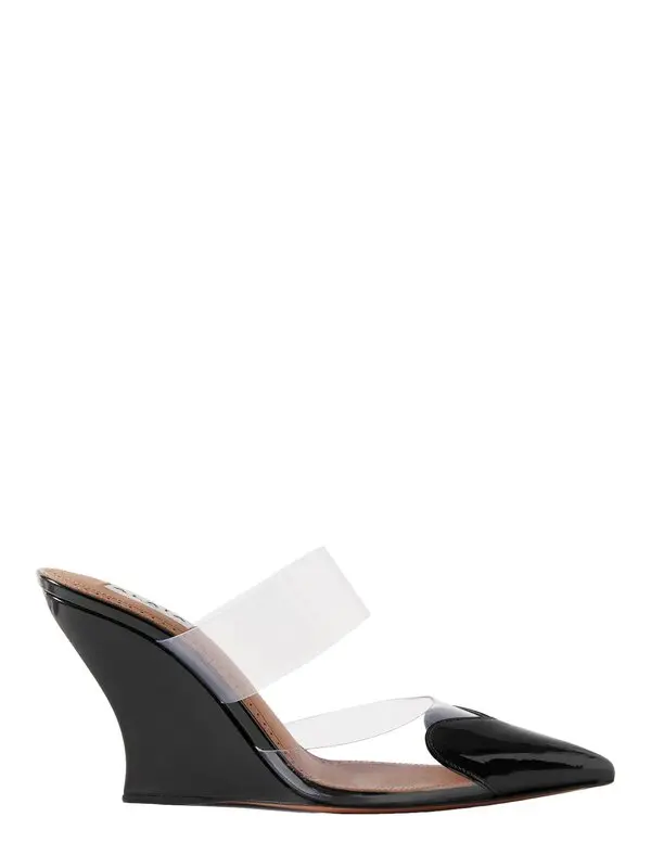 Alaïa Le Caur Patent-leather And Pvc Wedge Mules - Black