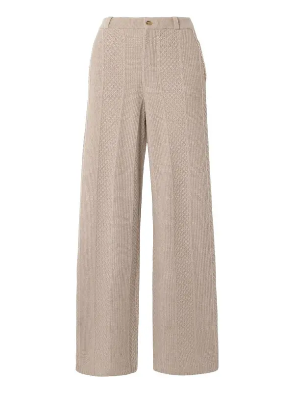 Guest In Residence Cable-knit Wool And Cashmere-blend Wide-leg Trousers - Brown