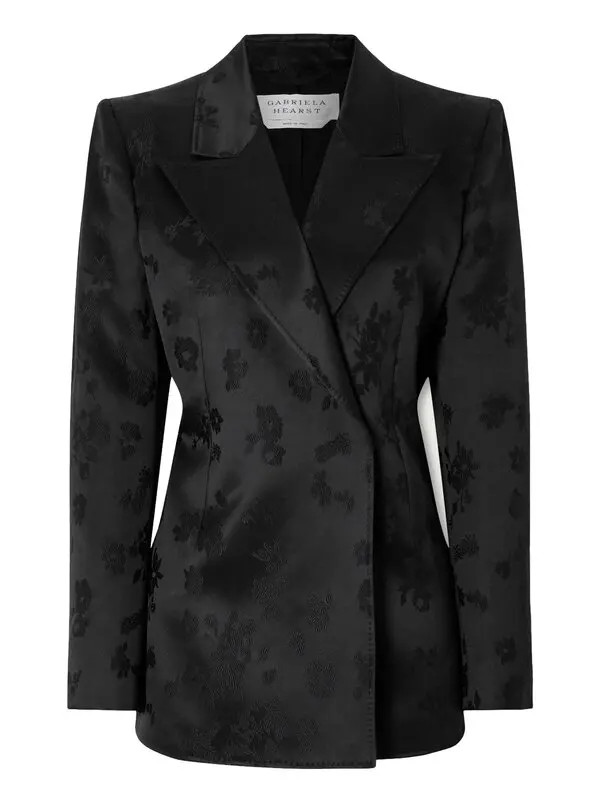 Gabriela Hearst Aleah Floral-jacquard Silk-satin Blazer - Black