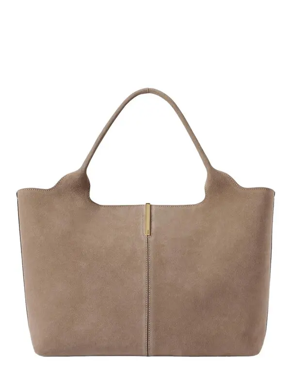 TOD'S Suede Shopping Tote - Brown