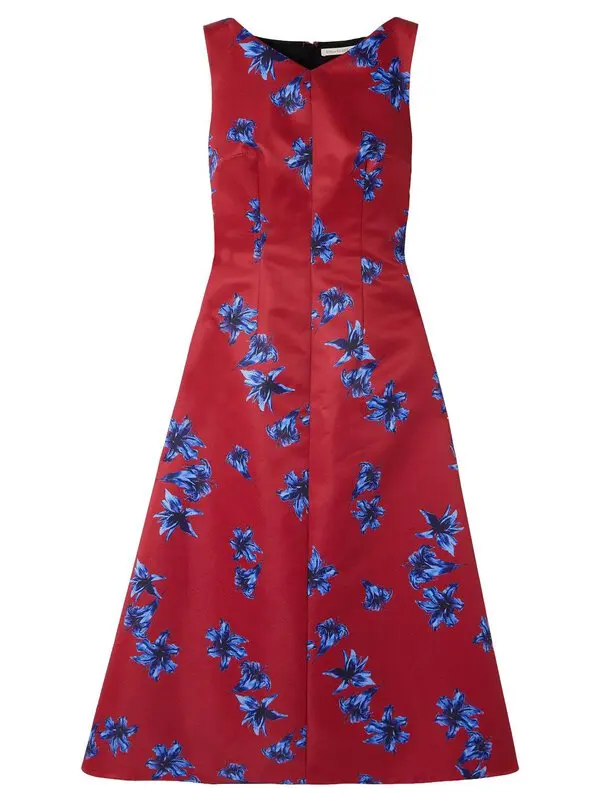 EMILIA WICKSTEAD Octavie Floral-print Faille Midi Dress - Red