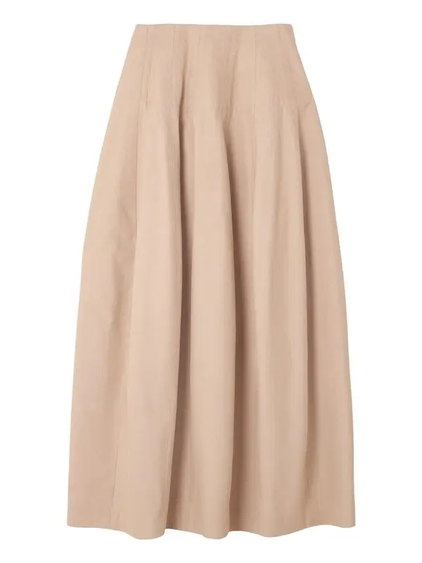 HEIRLOME Estefania Topstitched Silk Maxi Skirt - Neutrals