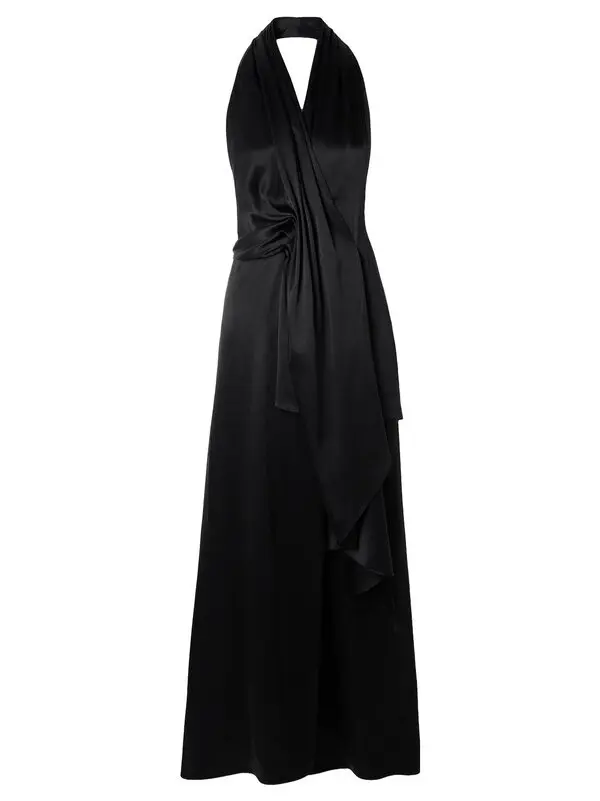 HEIRLOME Barbara Paneled Halterneck Maxi Dress - Black