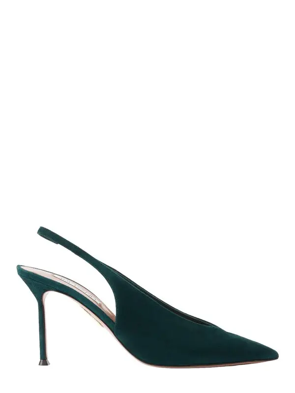 AQUAZZURA Voltaire 85 Suede Slingback Pumps - Green