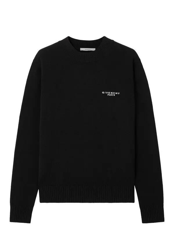 Givenchy Embroidered Wool And Cashmere-blend Sweater - Black
