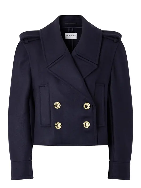 Givenchy Double-breasted Cropped Wool-twill Jacket - Blue