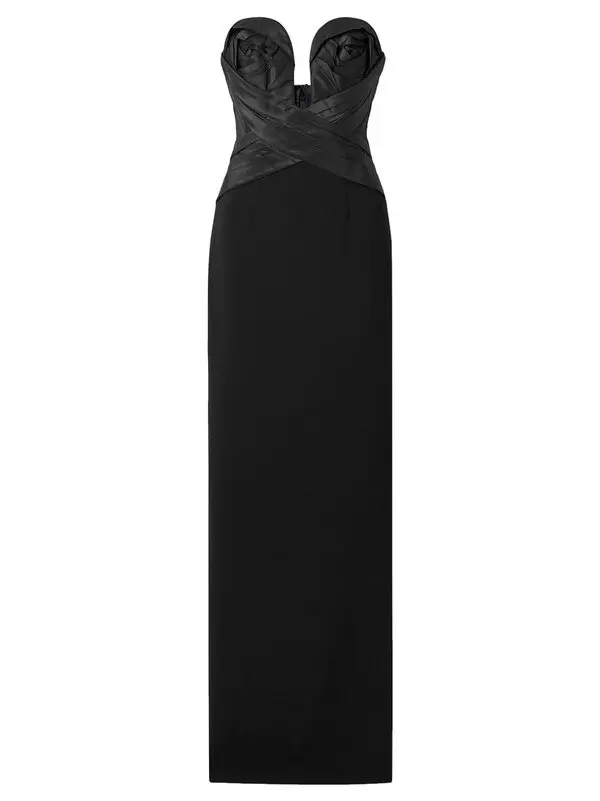 Carolina Herrera Strapless Draped Gown - Black