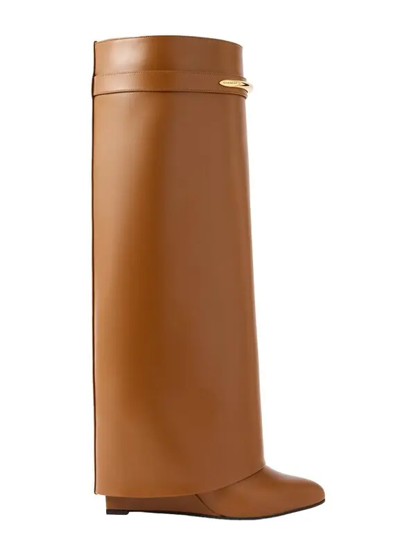 Givenchy Shark Leather Knee Boots - Brown