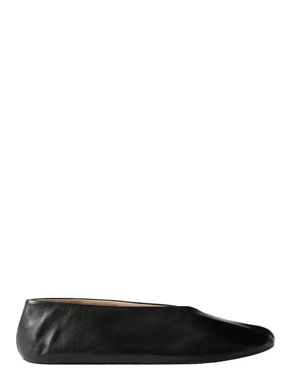 THE ROW Stella Leather Ballet Flats - Black