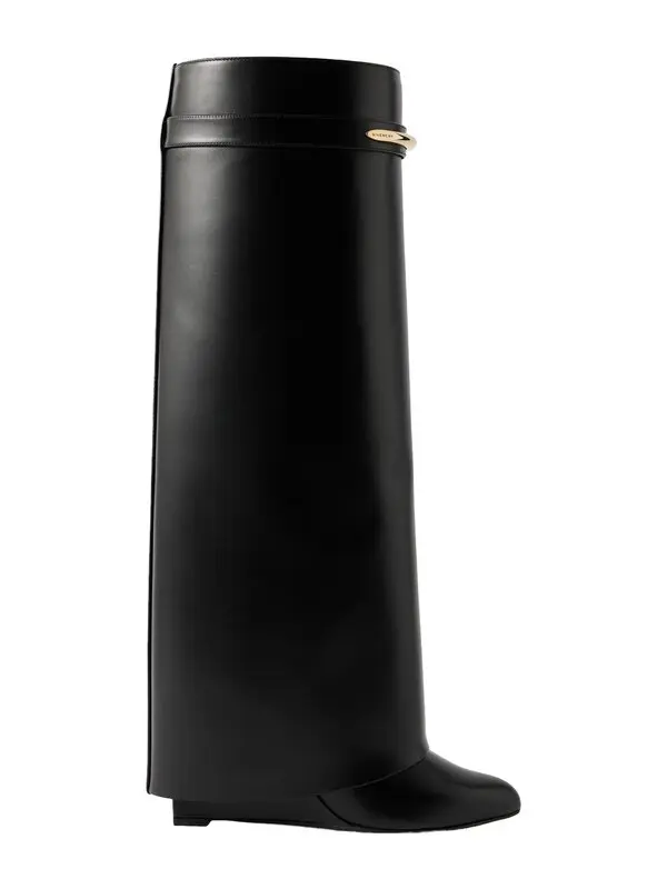 Givenchy Shark Leather Knee Boots - Black
