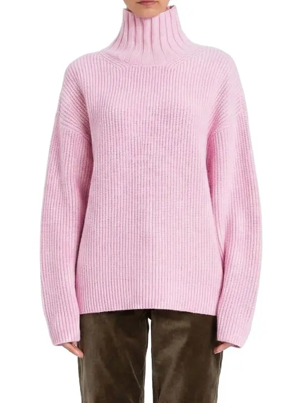 TWINSET Ribbed Turtleneck Pullover Sweater - Pink