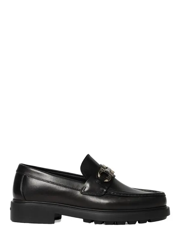 FERRAGAMO Leather Loafers - Black