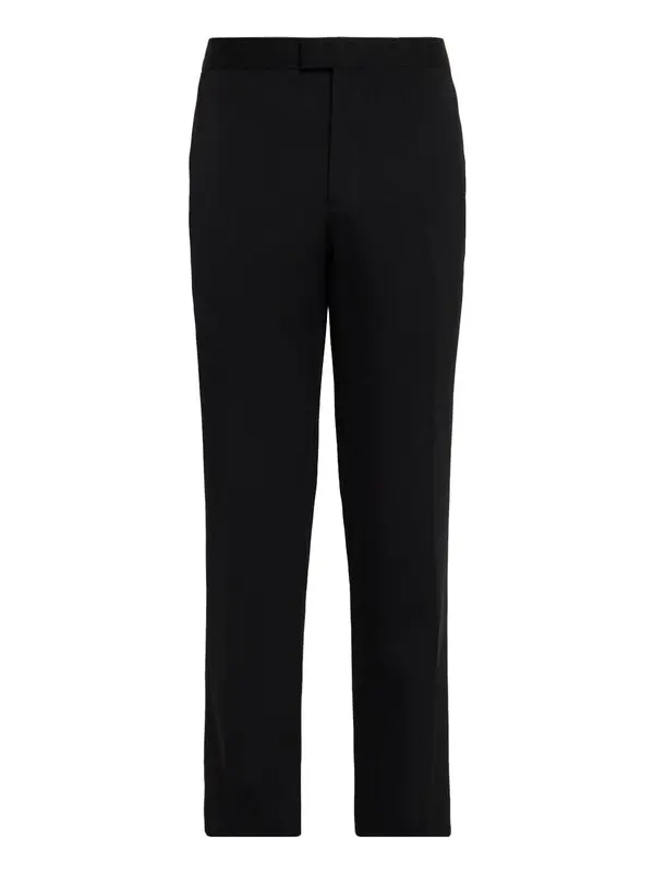 Burberry Edwin Wool Flat-front Trousers - Black
