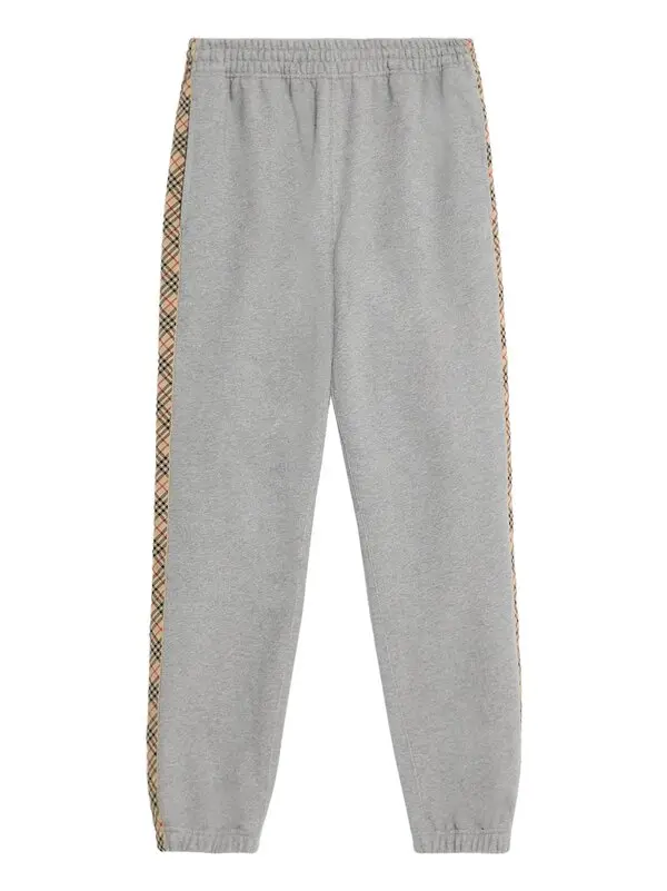 Burberry Check Trim Cotton Jogging Pants - Pale Grey
