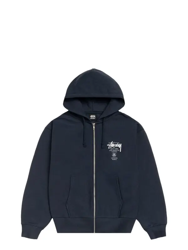 StÜssy World Tour Zip Hoodie - Blue