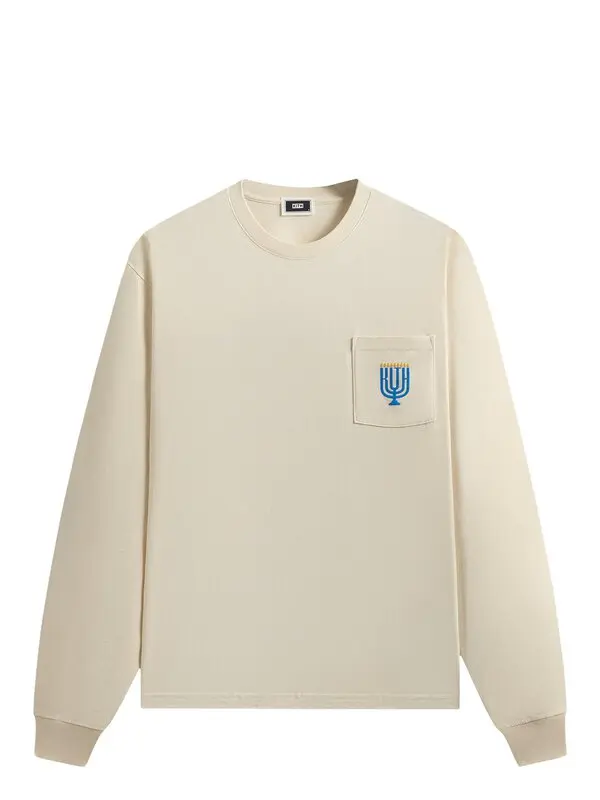 Kith Hanukkah Stained Glass Long Sleeve Pocket Tee - White