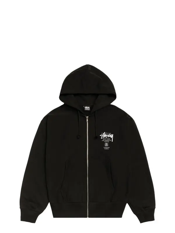 StÜssy World Tour Zip Hoodie - Black
