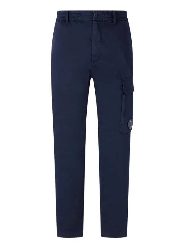 C.P. COMPANY Straight-leg Cotton-blend Cargo Trousers With Logo Appliqu - Blue