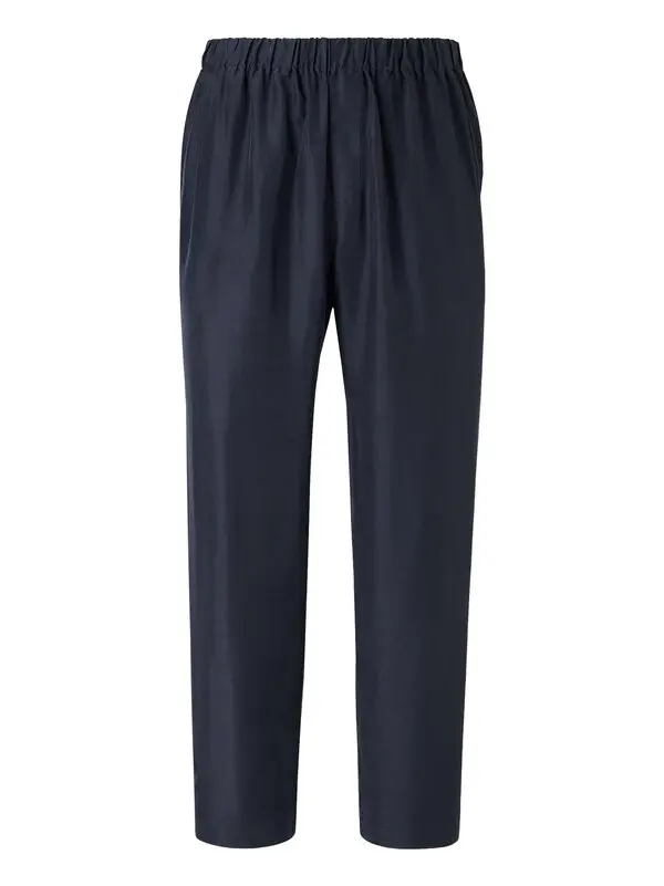 Barena Venezia Tapered Garment-dyed Silk Trousers - Navy