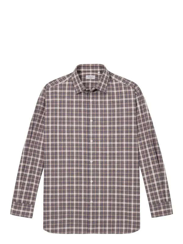 Charvet Checked Cotton-flannel Shirt - Brown