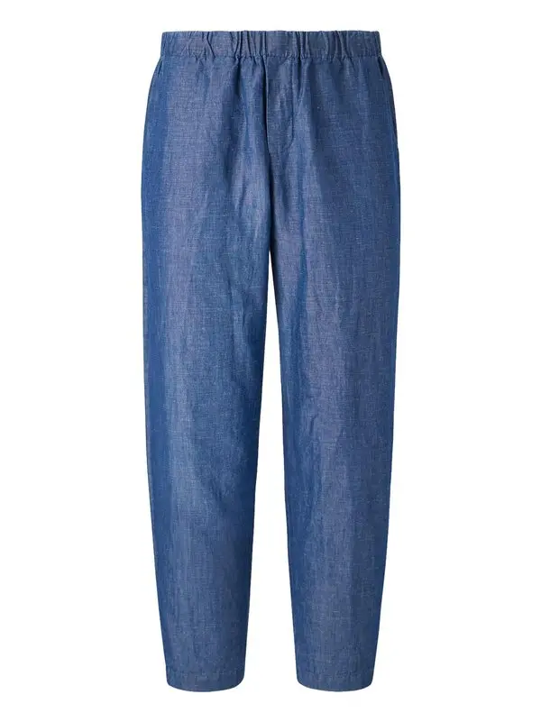 Barena Venezia Tapered Linen And Cotton-blend Trousers - Blue