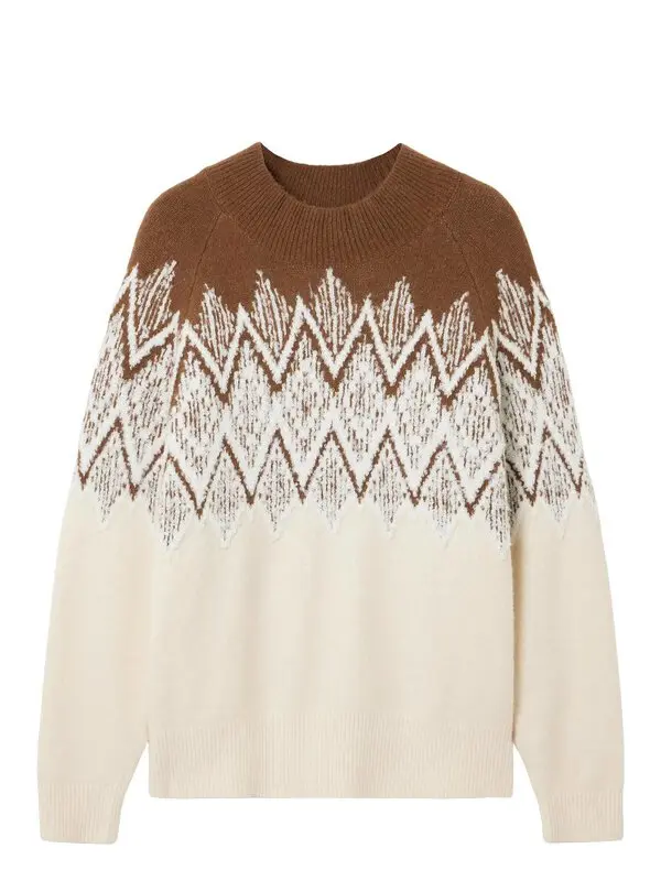 Varley Siren Fair Isle Knitted Sweater - Brown