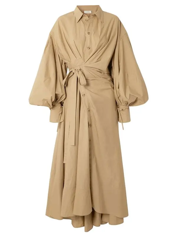 Zimmermann Rebellion Gathered Cotton-poplin Midi Wrap Dress - Camel