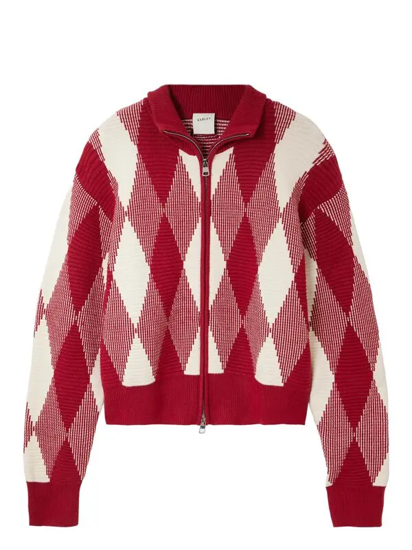 Varley Karina Jacquard-knit Cardigan - Red