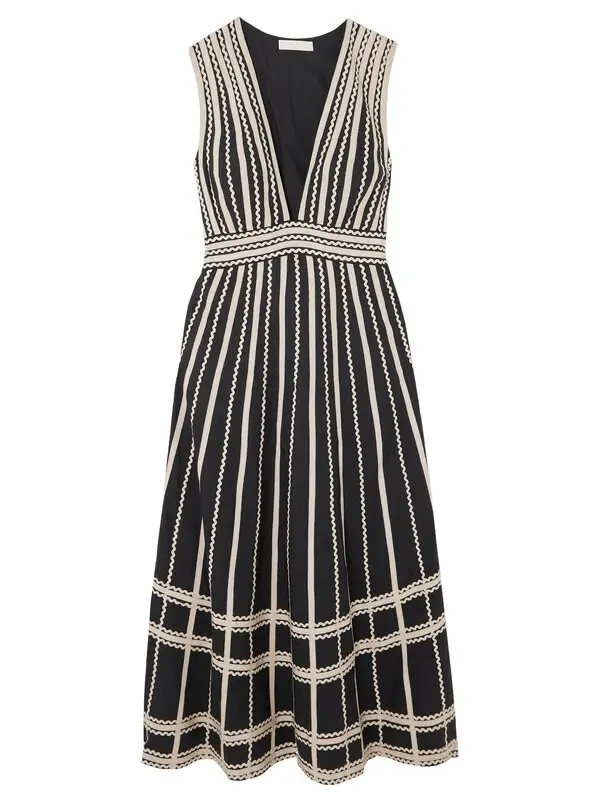 Ulla Johnson Palermo Ricrac And Grosgrain-trimmed Cotton-poplin Midi Dress - Black