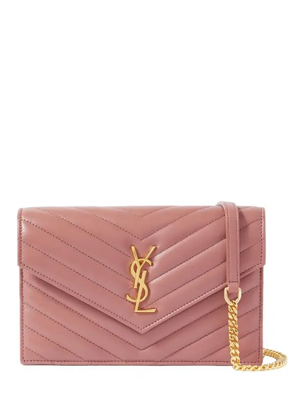 Saint Laurent Cassandre Envelope Matelassé Leather Shoulder Bag - Pink