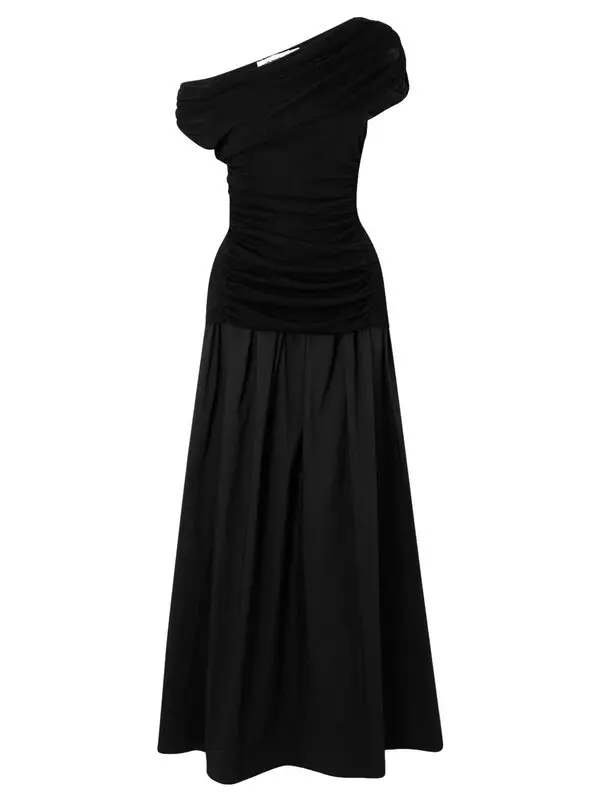 SELF-PORTRAIT Off-the-shoulder Draped Midi Dress - Black