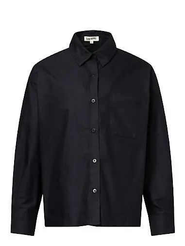 DJERF AVENUE Breezy Long-sleeved Cotton-poplin Shirt - Black