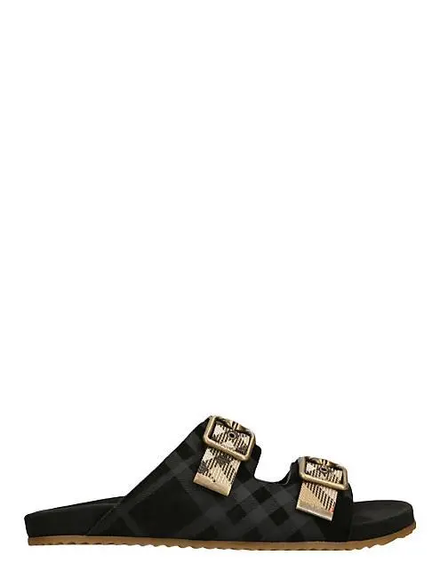 Burberry Check Urchin Suede Sandals - Blk/other